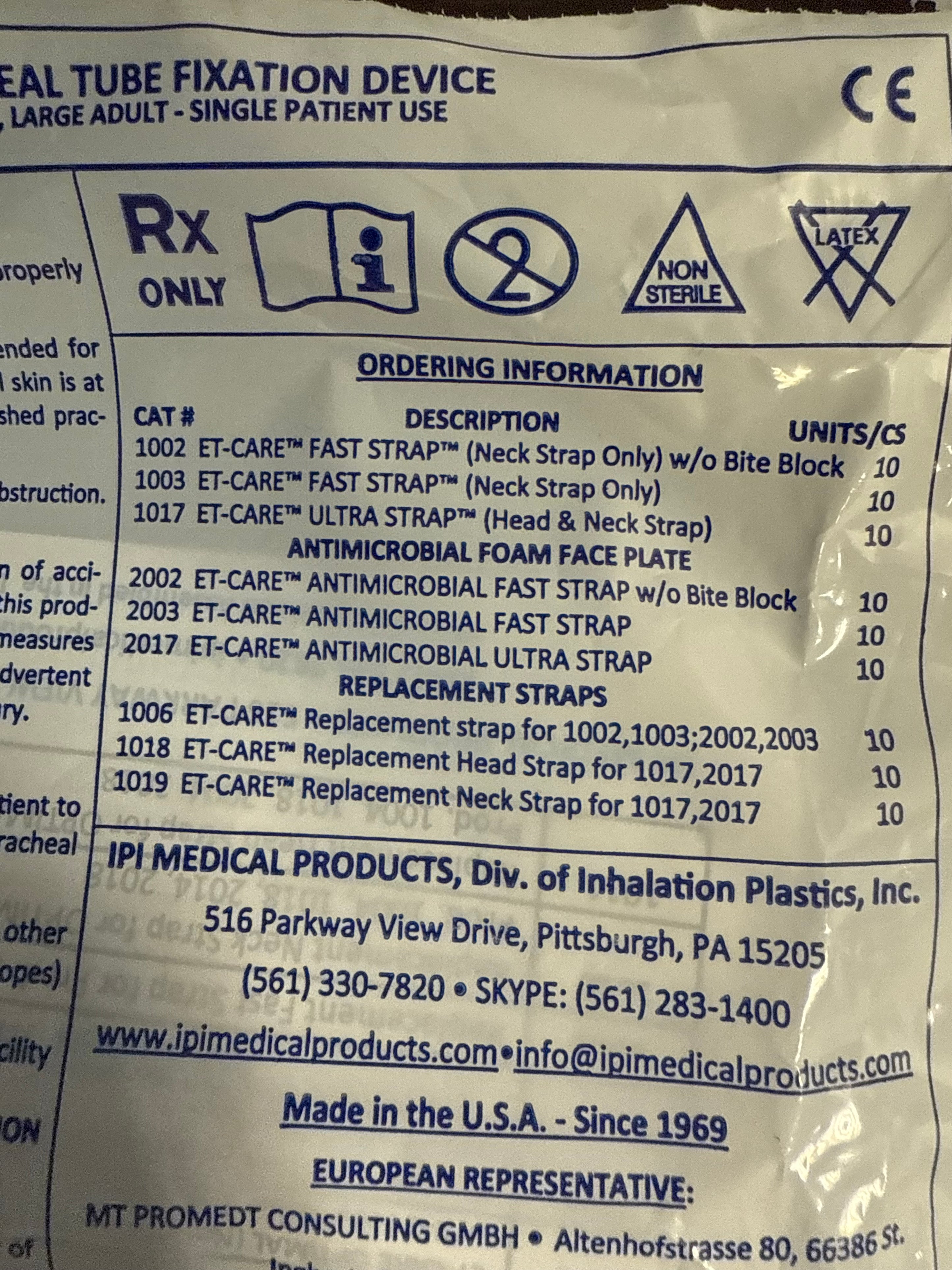 ET-CARE™ Endotracheal Tube Holder (single) – PULMONAIR